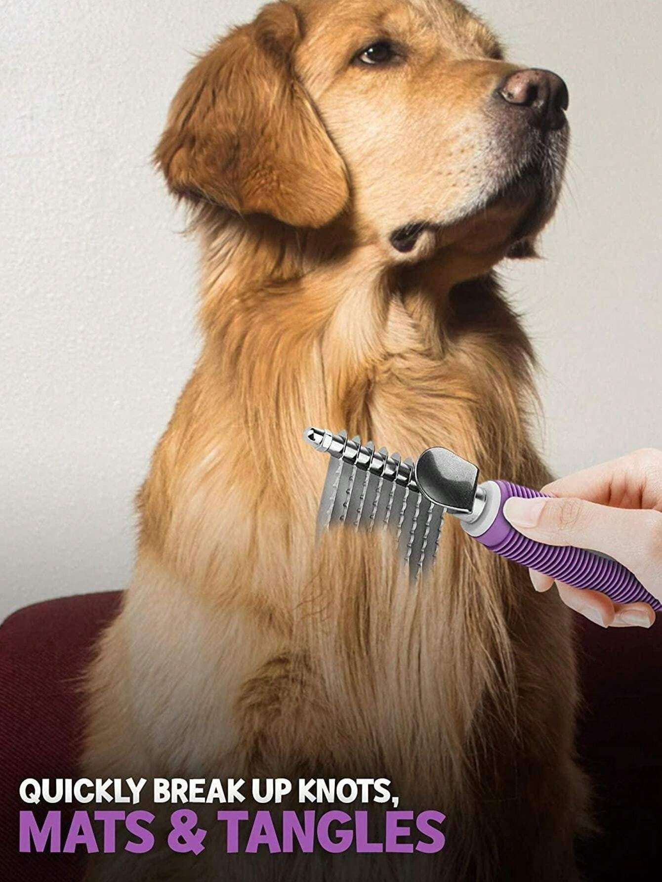 Pet Long Hair Detangling Brush, Dematting Comb For Long Haired Dogs ...