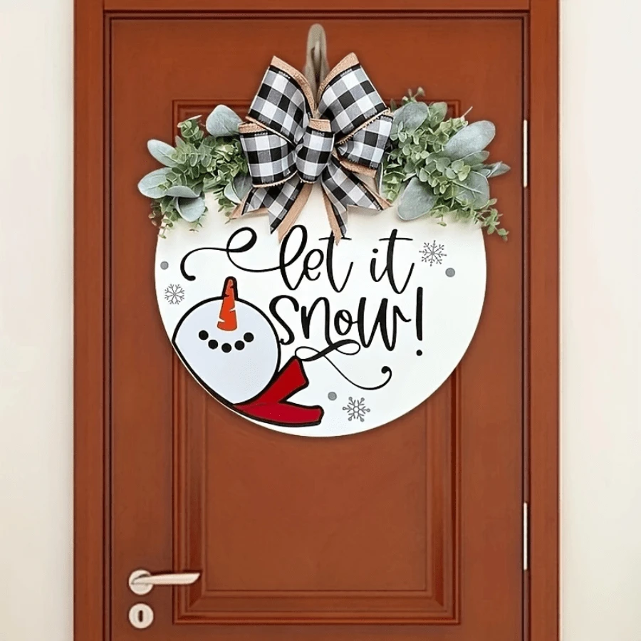 Winter Entrance Decor | Let It Snow | Snowman Front Door Wreath ...