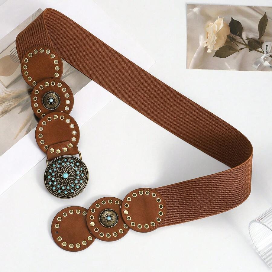New Arrival Vintage Western Style Belt For Women, Unique Round Hollow ...