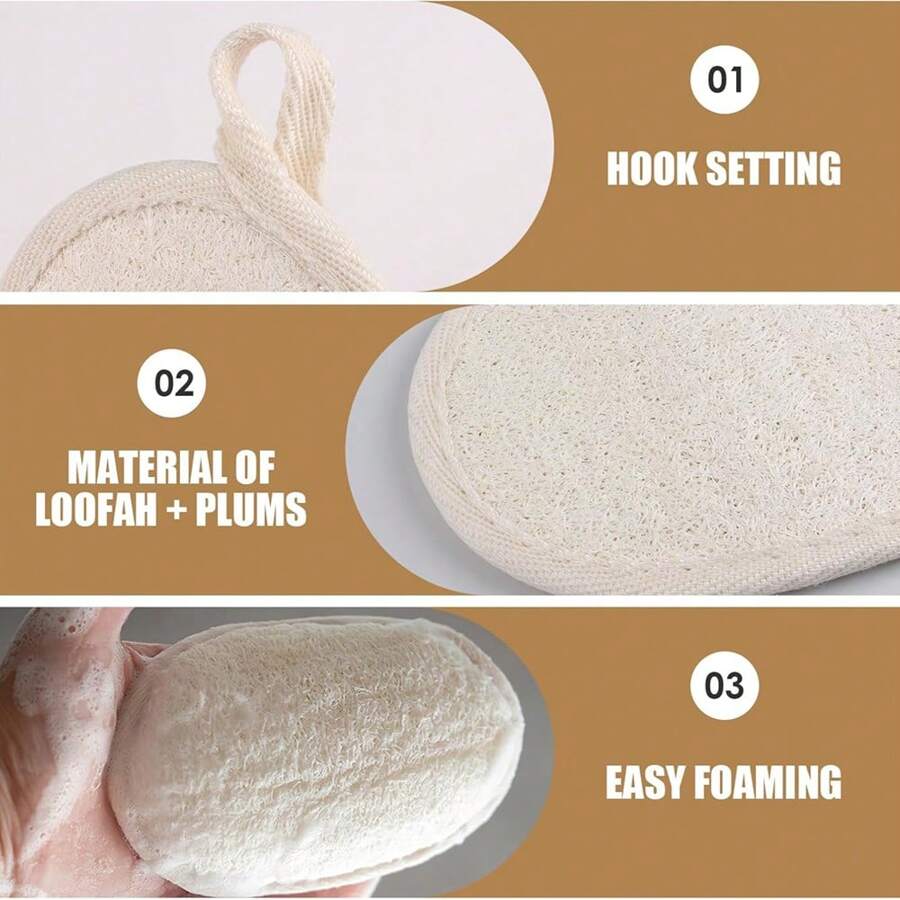 Natural Loofah Sponge Exfoliating Body Scrubber (3 Packs),Made With And ...