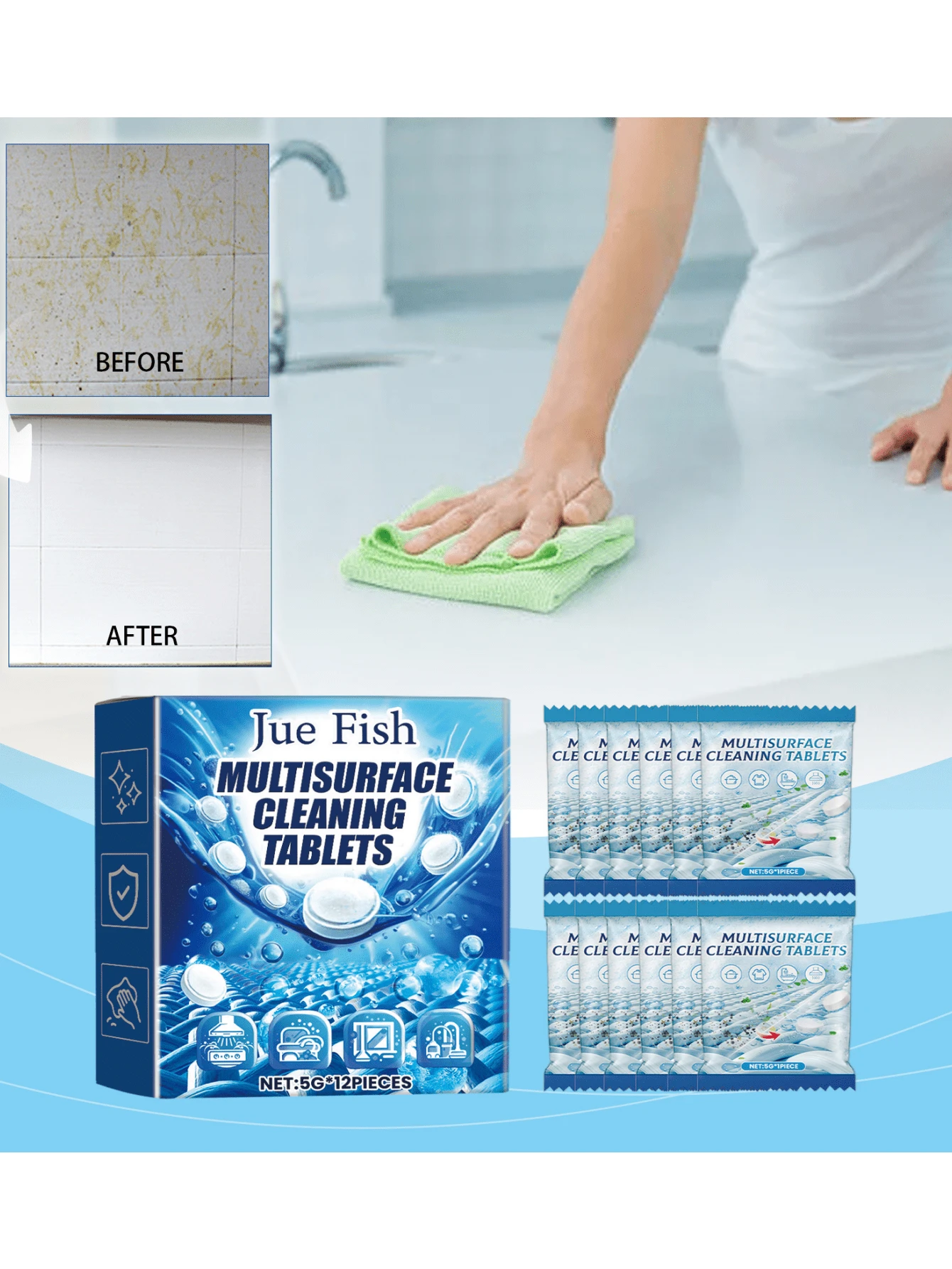 Multi-Surface Stain Removal Effervescent Tablets Kitchen Heavy Oil ...