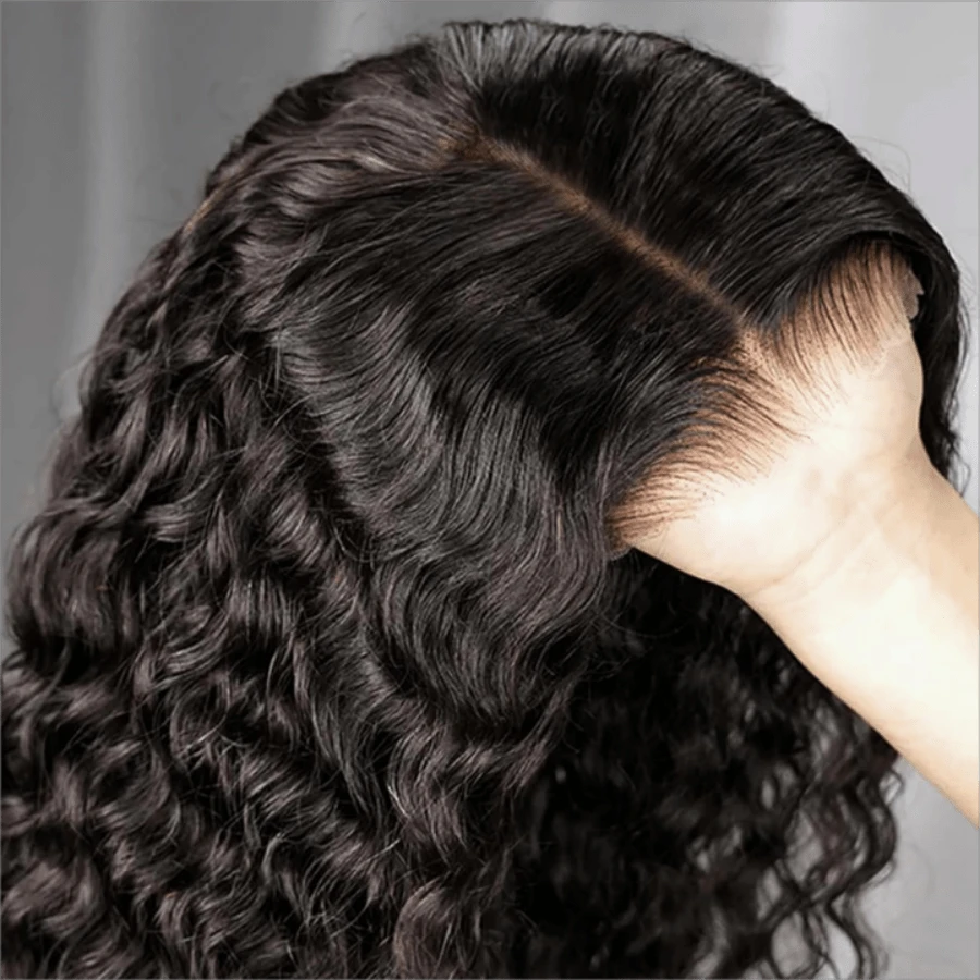 20 Inch 5x5 Lace Front Wigs Human Hair Pre Plucked 180% Density Water ...