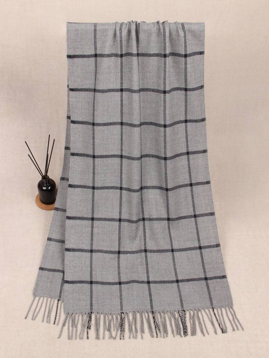 Men Winter Wool Long Soft Scarf Plaid Tassel Scarf For Men Soft Classic ...