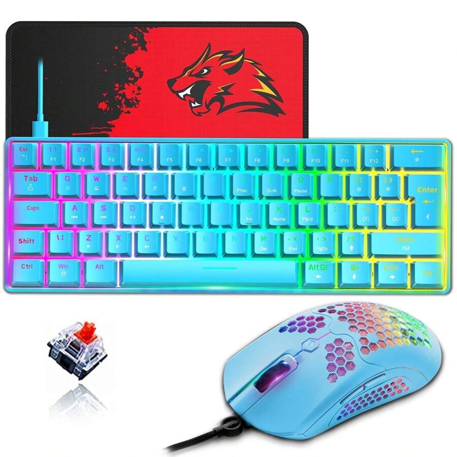 ZIYOU LANG T60 60% Mechanical Gaming Keyboard And Mouse [UK Layout ...