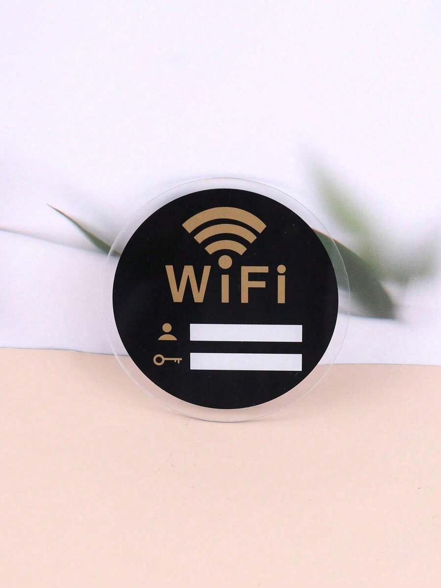 1pc Black Acrylic Wi-Fi Logo And Password Sign, WiFi Logo Sticker Wall ...
