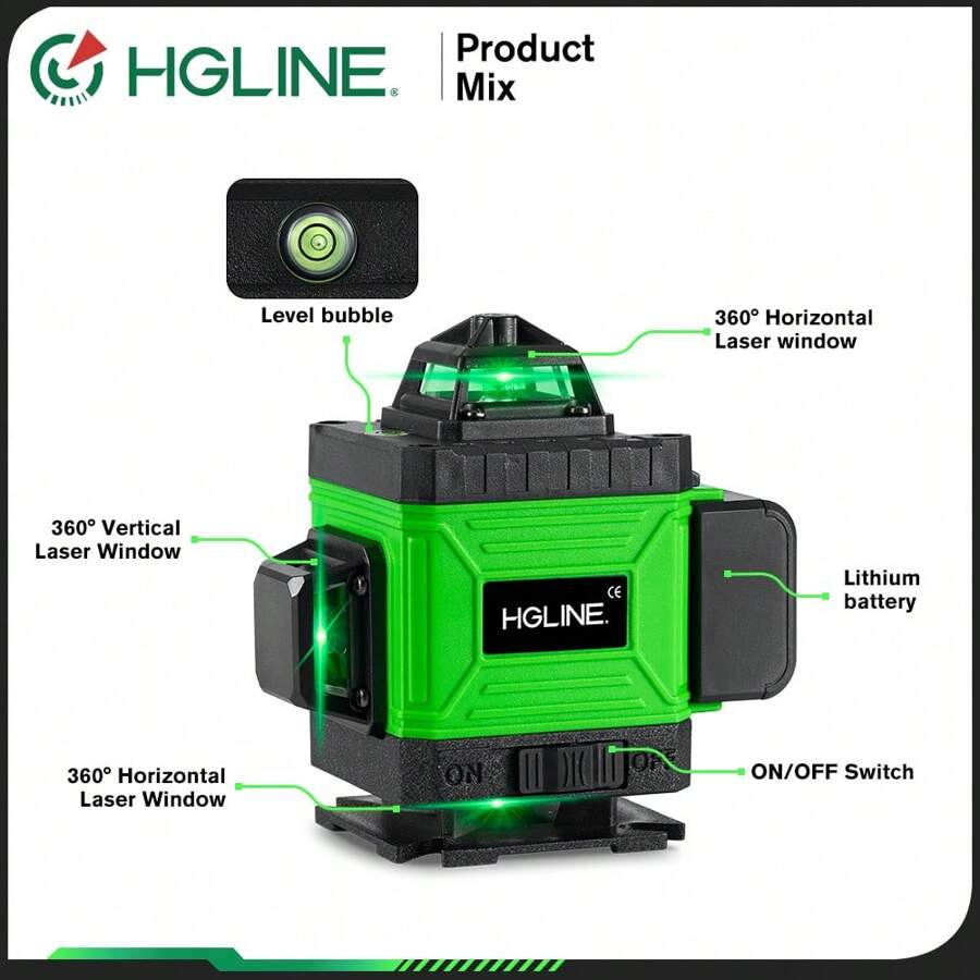 ONEVAN Niveaux Laser 4D 16 lignes, niveau Laser à ligne verte horizontale et verticale à 360 ...