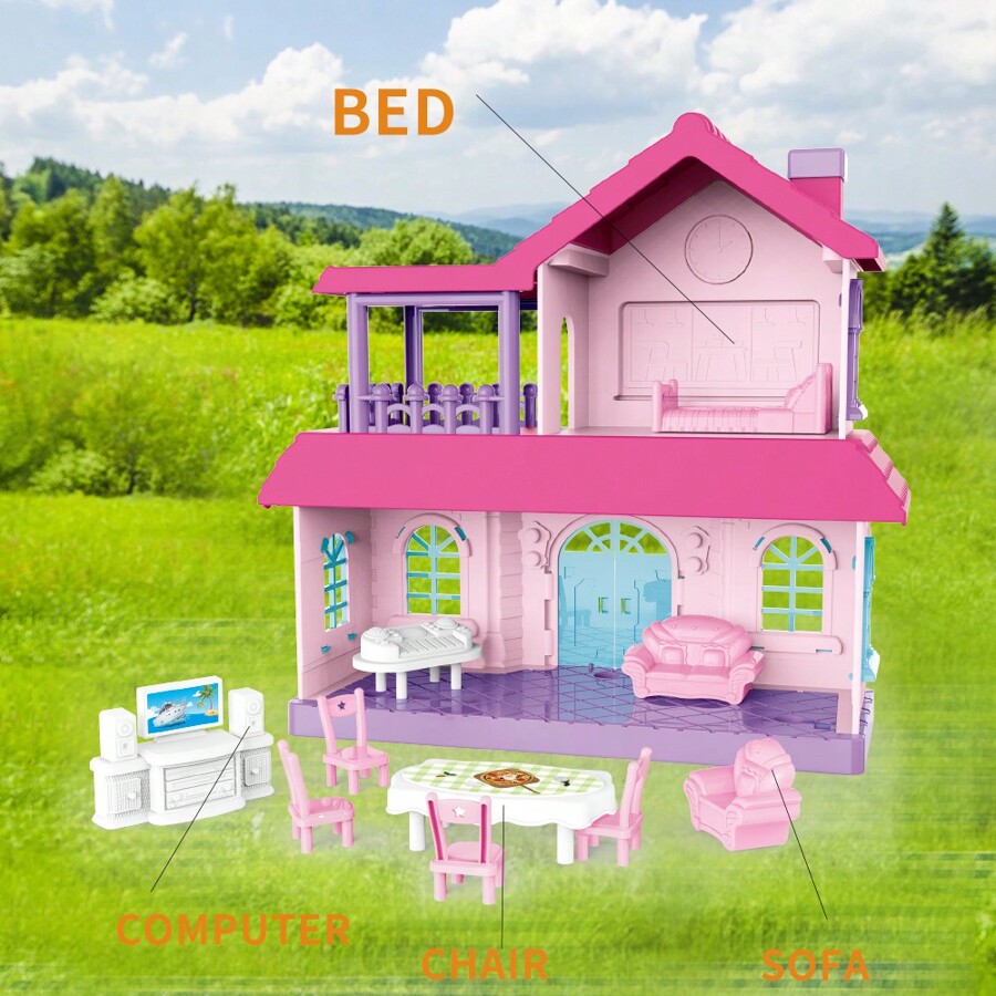 Ensemble de jeu de maison de poupée pour enfants, jouet d'ameublement ...