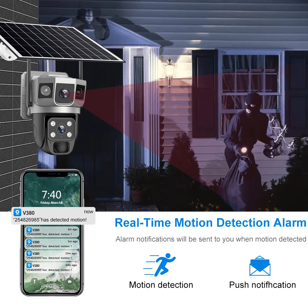 V380Pro Solar Powered Surveillance Camera 12 Megapixel 6K WiFi Wireless ...