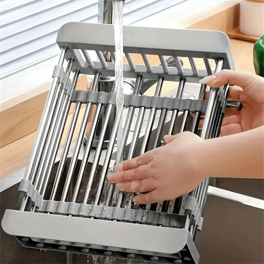 Stainless Steel Over-Sink Dish Rack, Adjustable Multi-Purpose Drainer ...