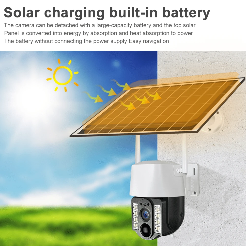 SWVW V380 Pro 2K 5MP 4G SIM Card IP Solar Powered Battery Camera 10X ...