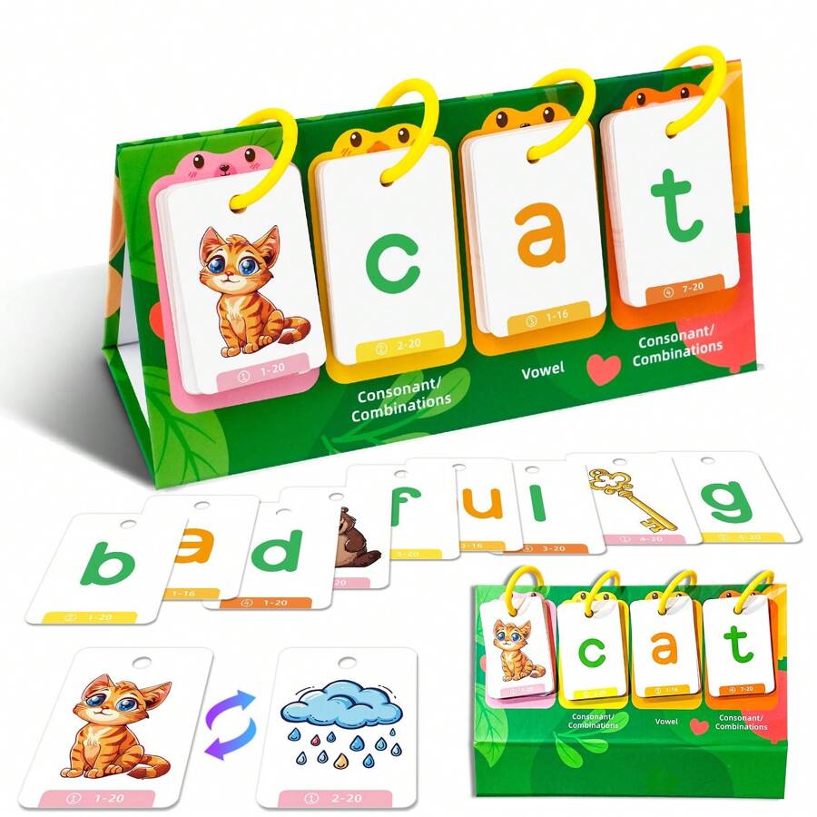 CVC Word Builder,Phonics Games Flash Cards For Preschool Kindergarten ...