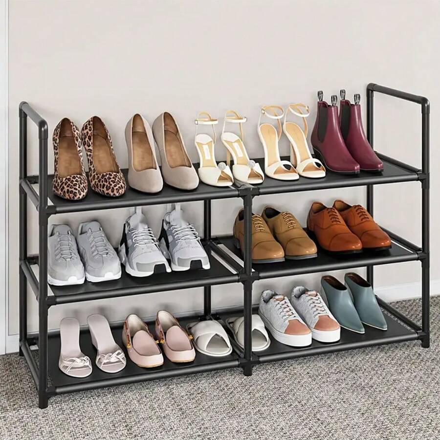 12-15 Pair Expandable Adjustable Fabric Shoe Rack - Sturdy Metal ...