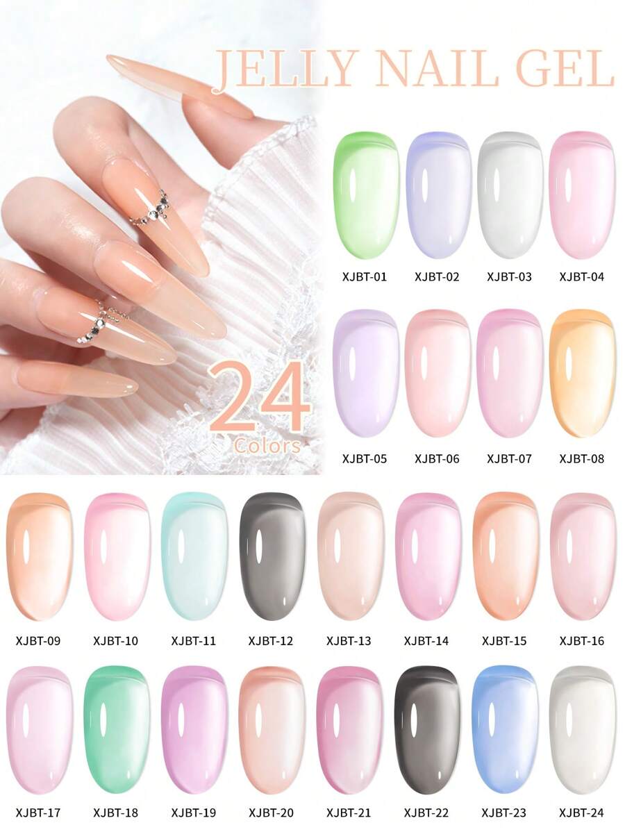 XEIJAYI XEIJAYI 24Colors 7.3ml Ice Gel Nail Polish Set, Semi-Permanent & Soak Off, Led Art Tools ...