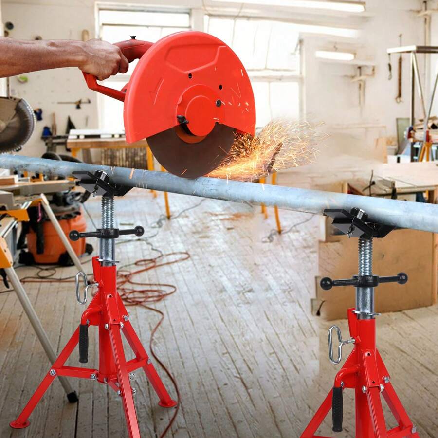 Pipe Stand With 2-Ball Transfer V-Head & Adjustable Height 24-42 Inch ...