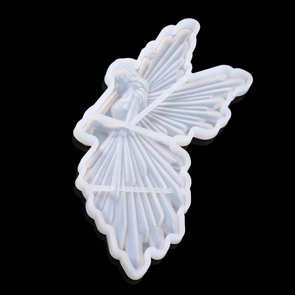 1Pair Of Crystal Epoxy DIY Angel Molds Left And Right Symmetrical Flute ...