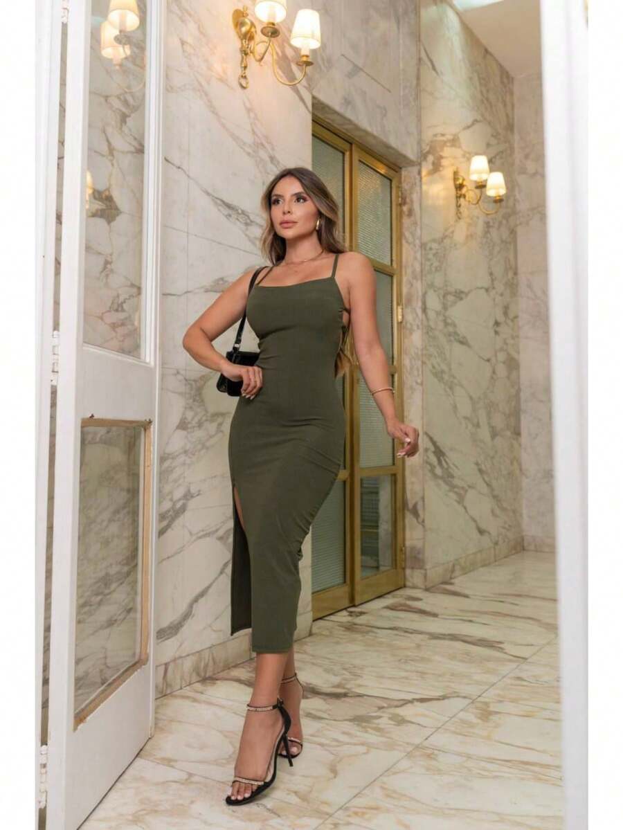 Braided Dress With Side Slit Back | SHEIN USA