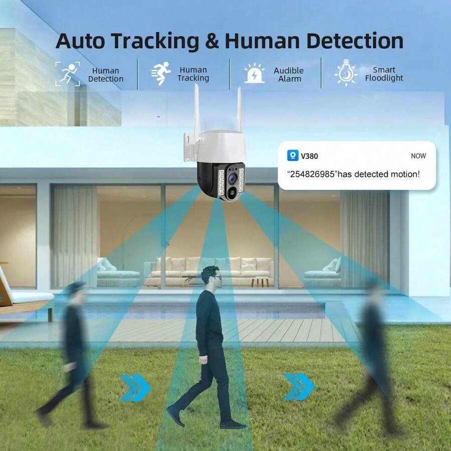 SWVW Câmera IP com bateria solar V380 Pro 2K 5MP 4G SIM Card, zoom ...