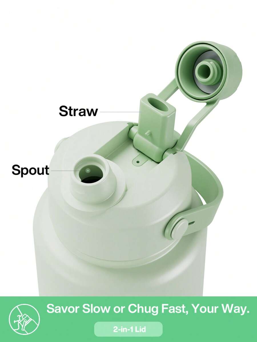 Powcan 40 Oz Insulated Water Bottle With 2-In-1 Straw And Spout Lid ...