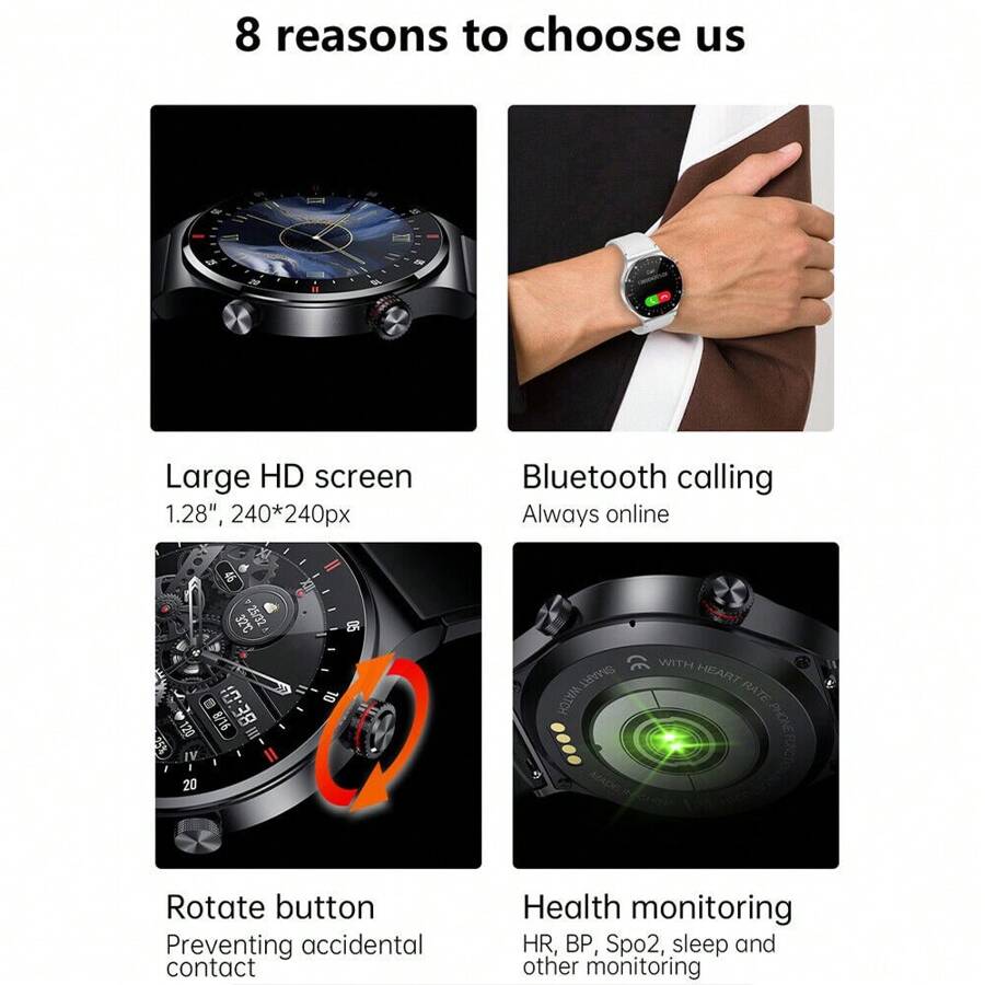 Bluetooth Talking Smart Watch Waterproof HD Screen For Android IOS ...