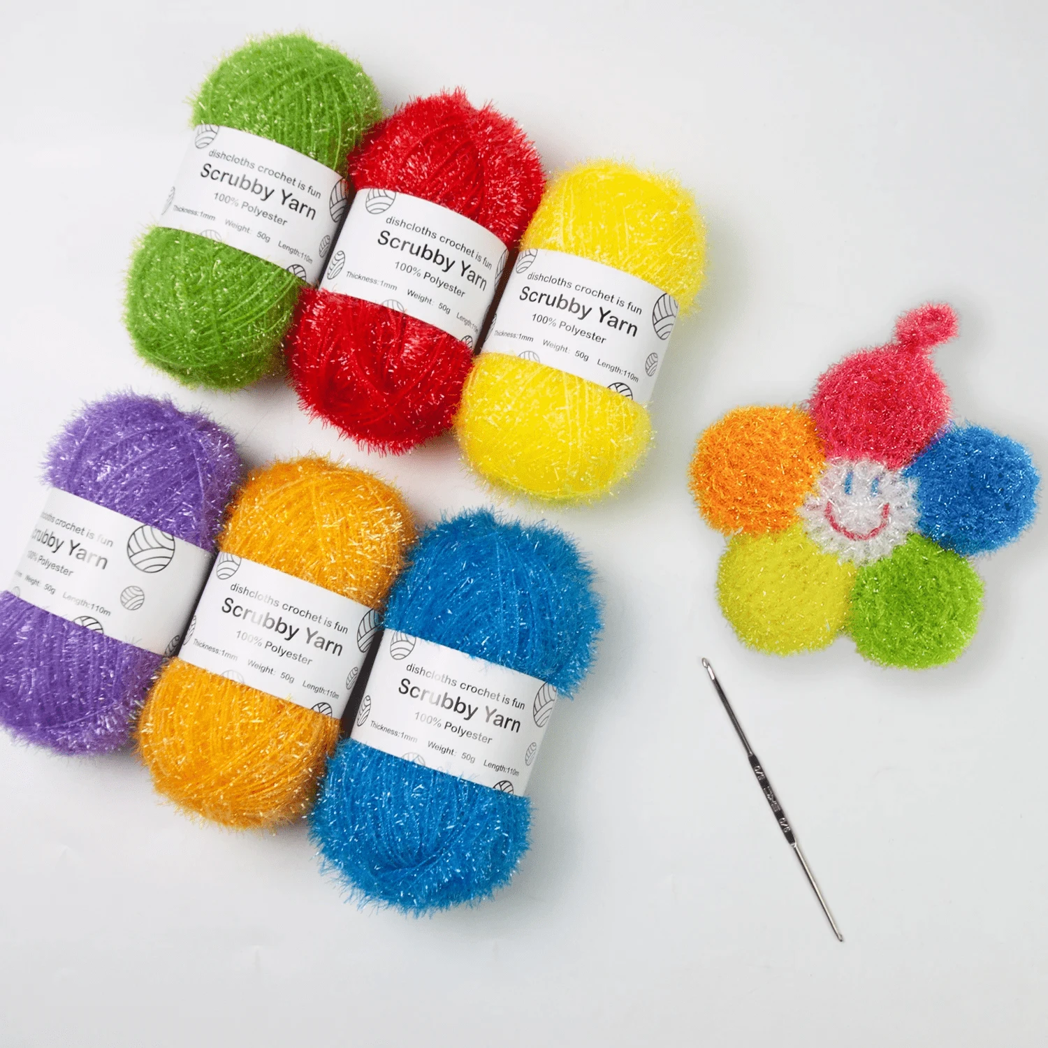 Scrubby Yarn For Scrubbies 6pcs Scrubbing Yarn Multi Colored Polyester ...