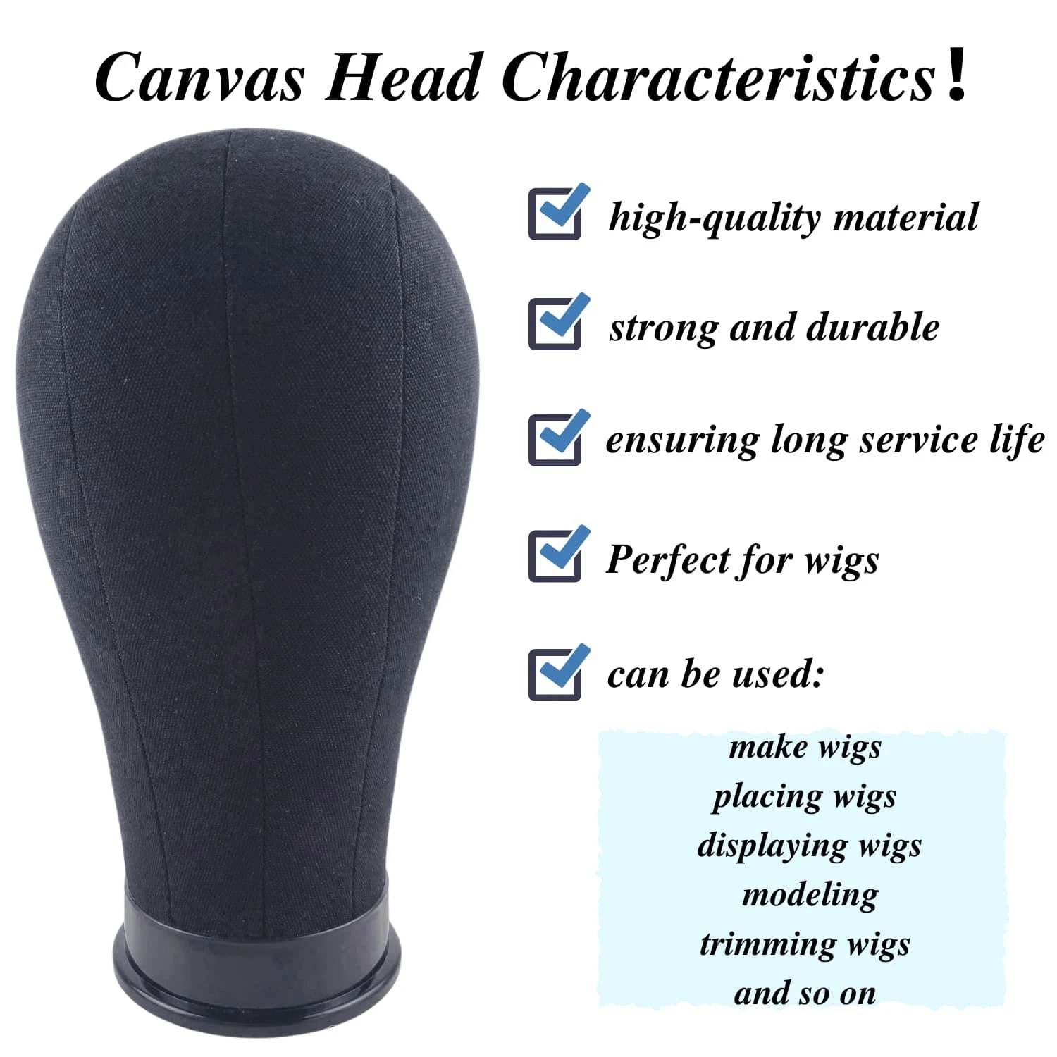 22 Inch Wig Head For Wig White Canvas Mannequin Head With Mount Hole