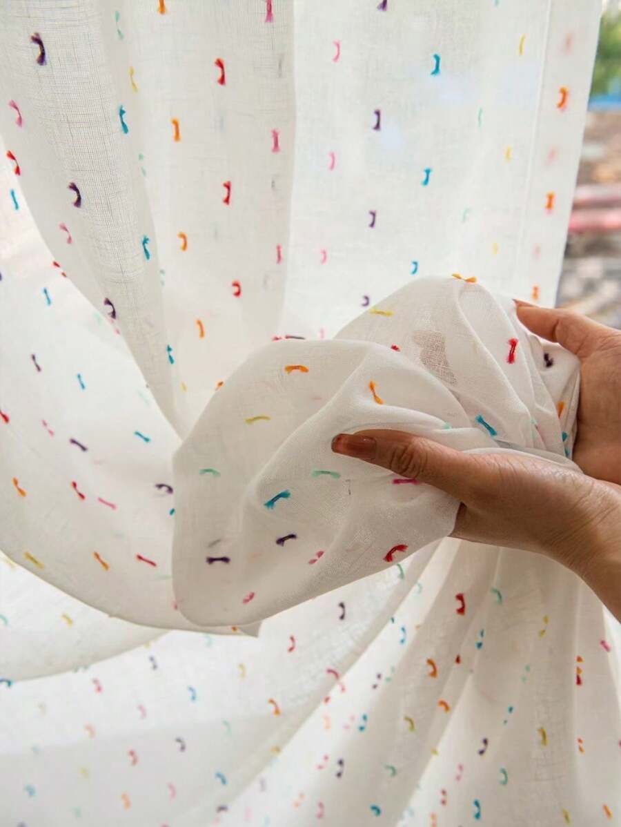 1 Stück farbenfroher Bonbon- und Regenbogen-Leinen-Vorhang, Leinen ...