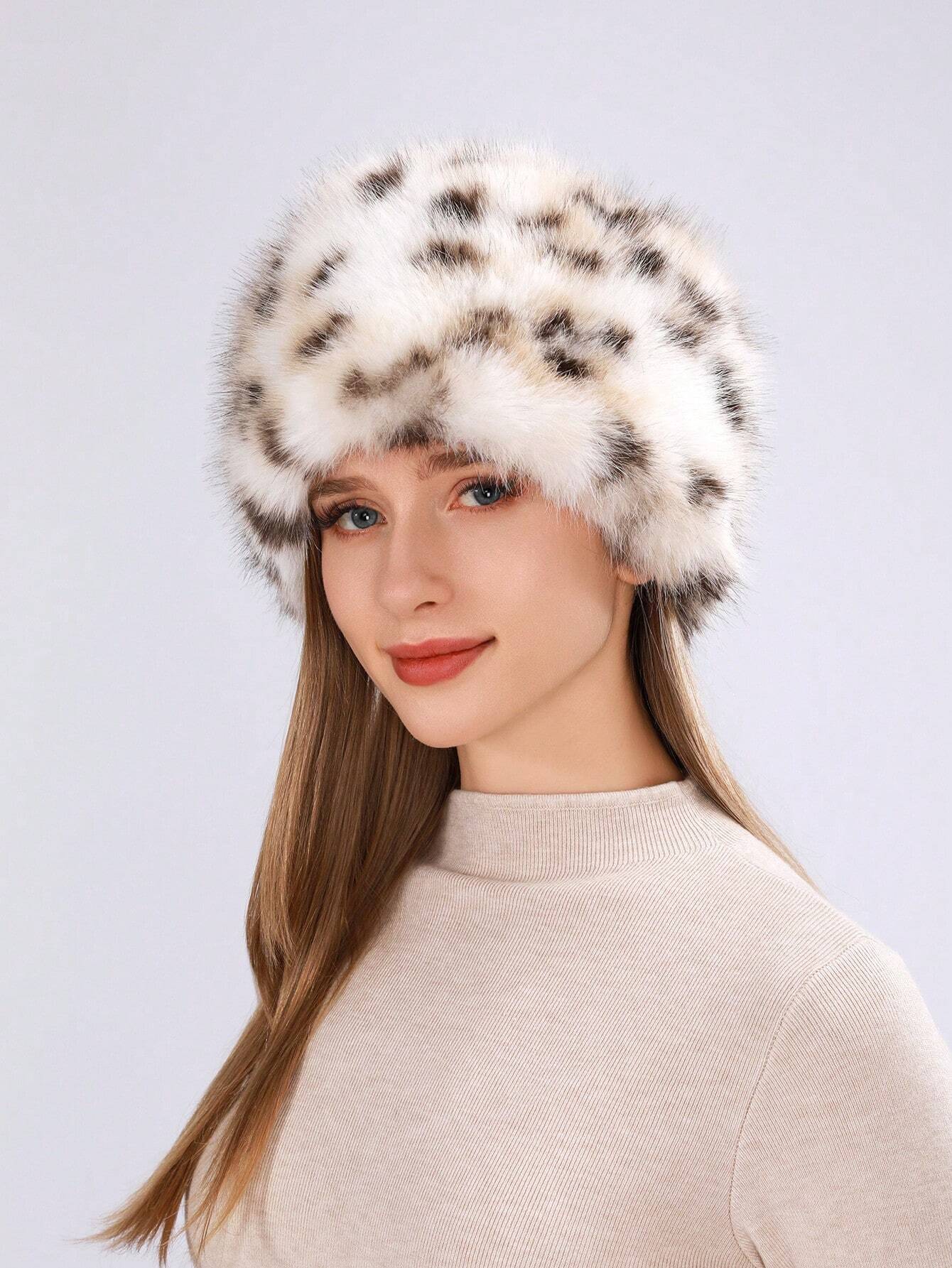 Women's Fluffy Hat For Winter With Stretch Cossack Russian Style White ...