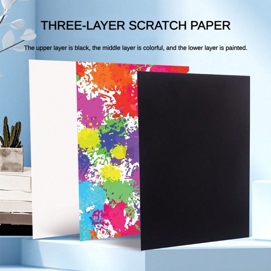 10 Sheets Scratch Art Paper Set , Creative DIY Rainbow Drawing Boards ...