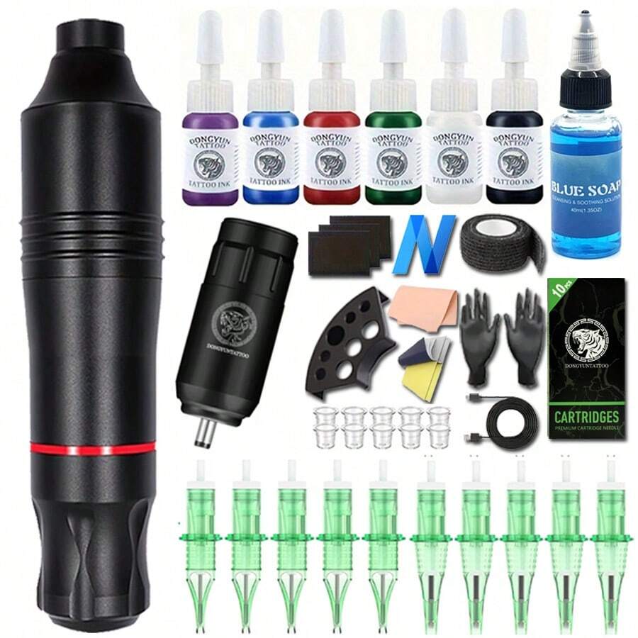 DONGYUNTATTOO Tattoo Kit Wireless Tattoo Machine Kit Wireless Tattoo Gun Kit With Tattoo Gun ...