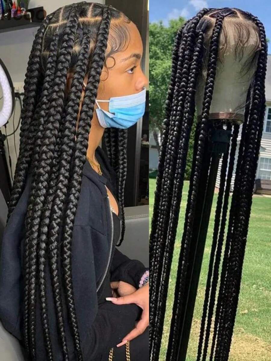 Synthetic Extra Large Braided Wig, Big Cap Lace Front Wig, Extra Large ...