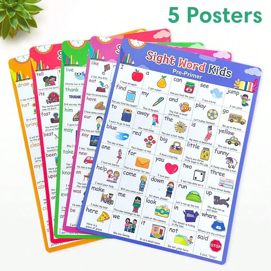 Lachilly 220 Sight Words Posters Educational Posters For Preschool Kids ...