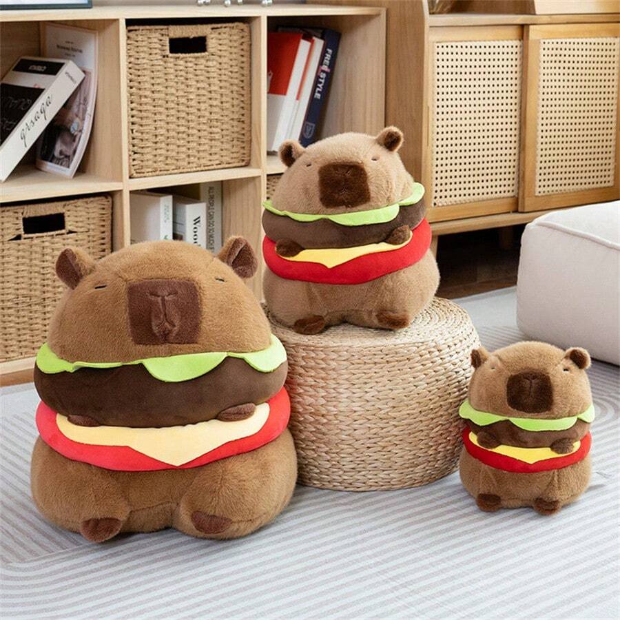Hamburger Capybara Plush Toy, Cute Shape Capybara Burger, Cozy And Soft ...