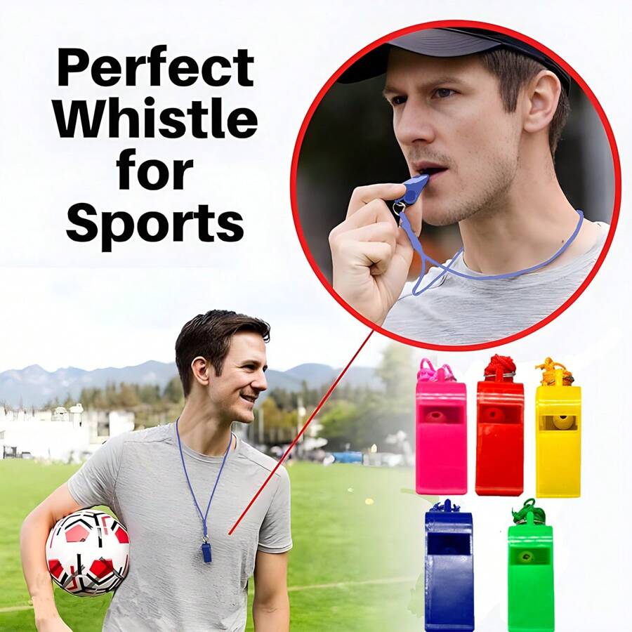 24pcs Plastic Sports Whistles With Lanyard, Loud Crisp Sound Whistle ...
