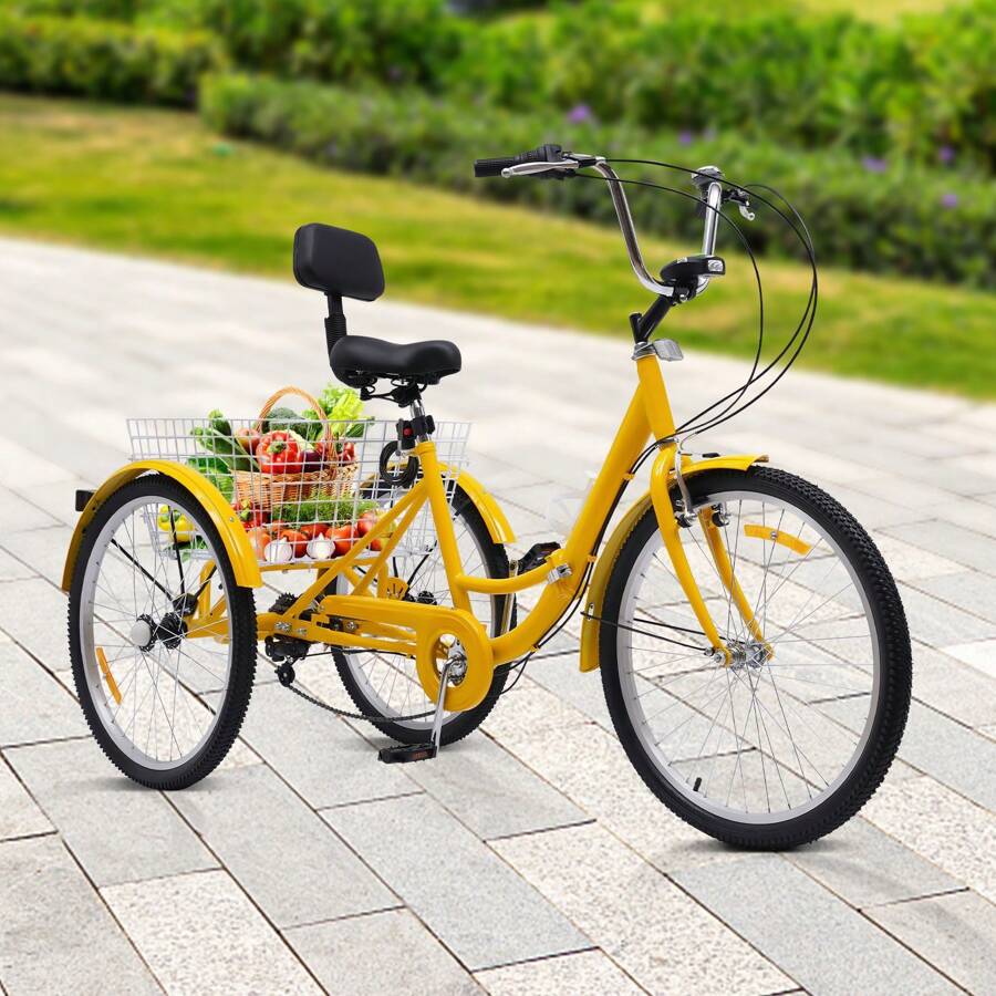 CNCEST Triciclo para adultos, bicicleta de 24 pulgadas con cesta ...