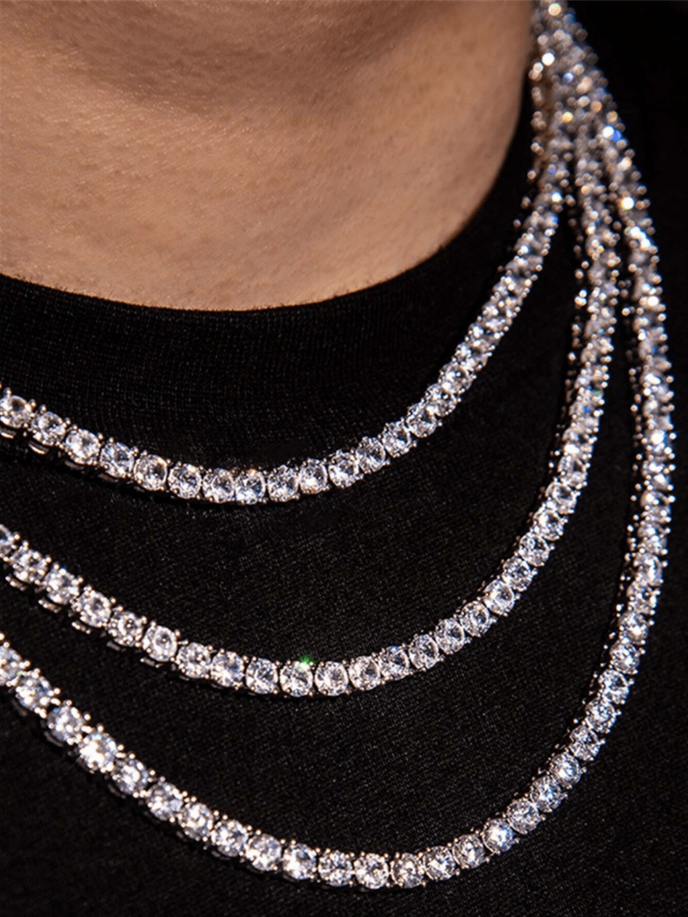 Cubic Zirconia Tennis Chain Necklace, Unisex Fashionable Choker ...