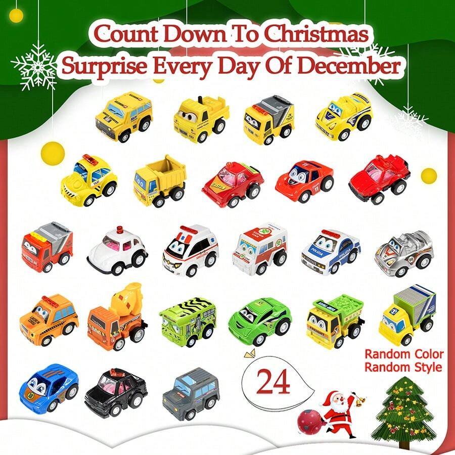 Kerst Advent Kalender 2024, Press & Go Race Auto Voertuigen Speelgoed ...