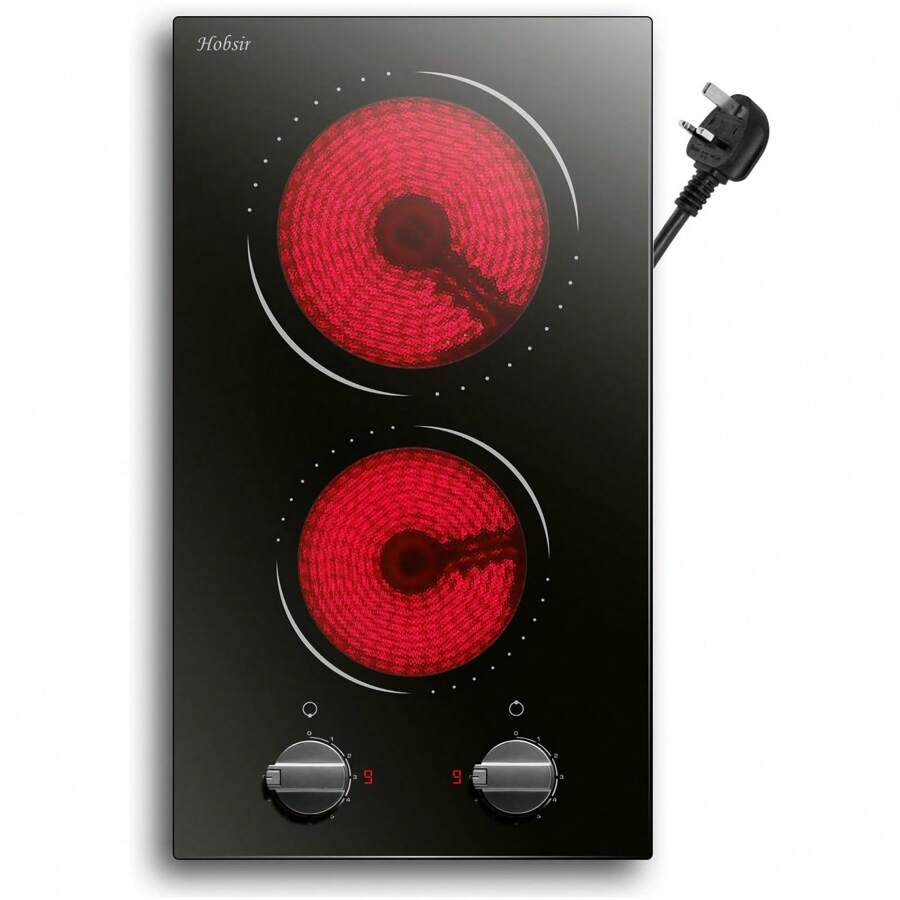 Karinear Plug In Ceramic Hob Built-In 2 Burners, Ceramic Hob 2 Ring ...
