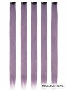 5 PCS Light Purple Colored Clip In Hair Extensions 20 Inch Long ...