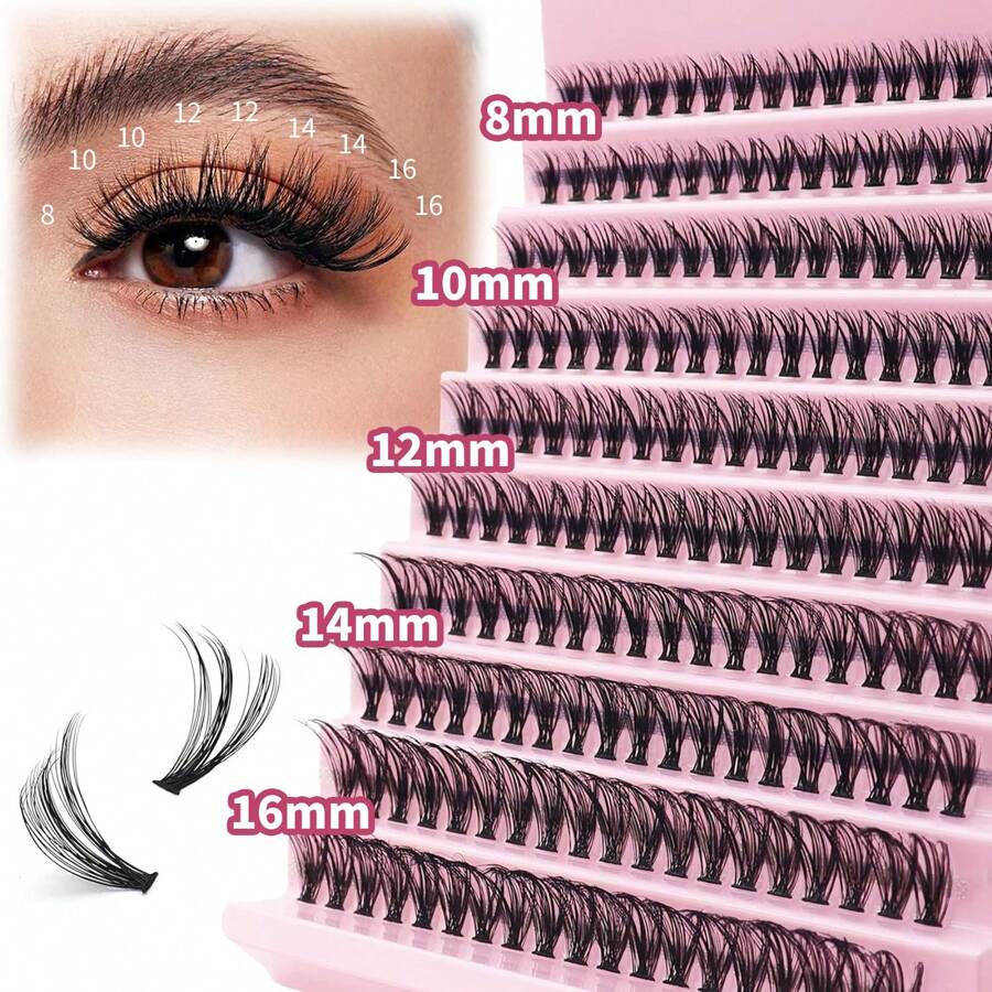 DIY Eyelash Extension Kit 200pcs Individual Lashes Cluster D Curl, 8 ... DIY Eyelash Extension Kit 200pcs Individual Lashes Cluster D Curl, 8 ...