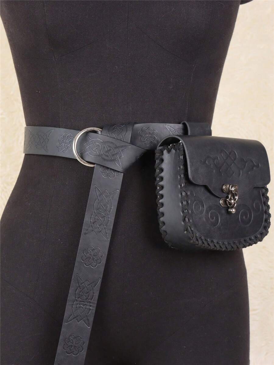 2PCS Viking Knight Belt, Role Playing Fantasy Waist Bag Medieval ...