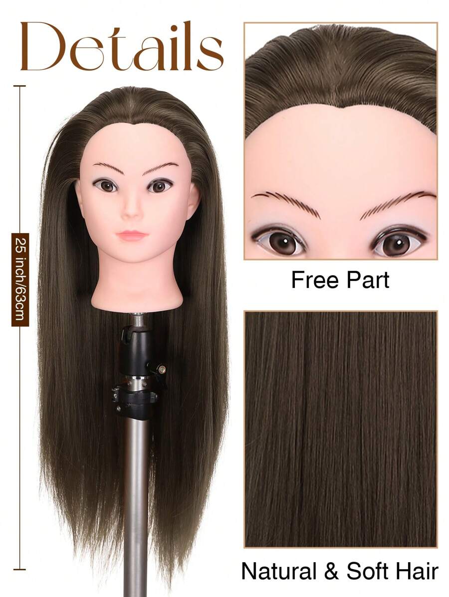 25 Inch Slicked Back Hair Teaching Head Cosmetology Mannequin Head ...