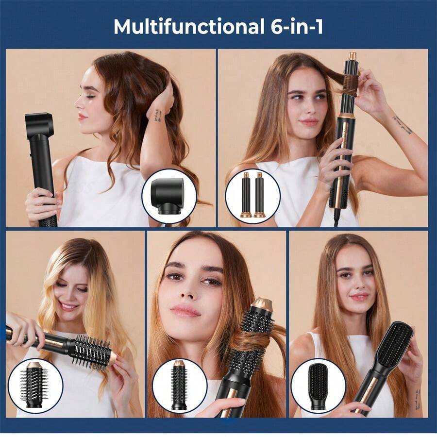6-In-1 Hot Air Styler, Multi-Functional Curling Iron, Hot Air Brush ...
