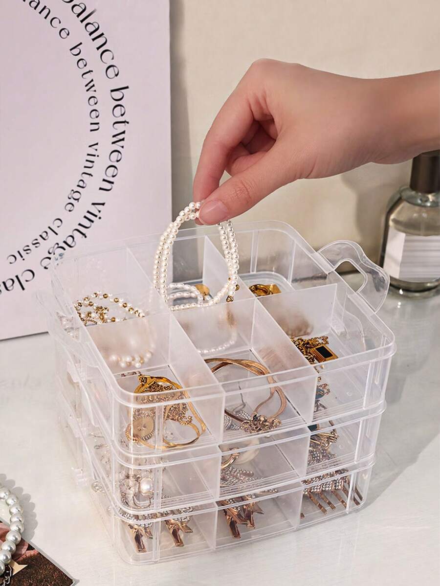 1pc 3-Layer Removable Transparent Plastic Storage Box, Suitable For ...