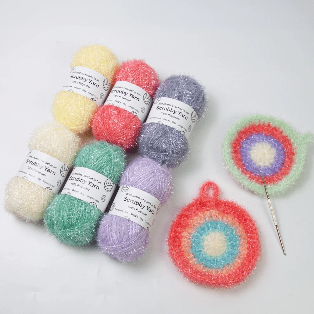 Scrubby Yarn For Scrubbies 6pcs Scrubbing Yarn Multi Colored Polyester ...