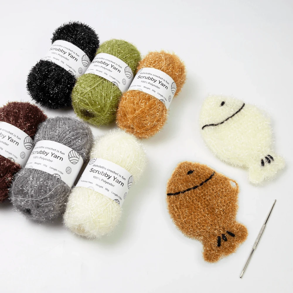 Scrubby Yarn For Scrubbies 6pcs Scrubbing Yarn Multi Colored Polyester ...