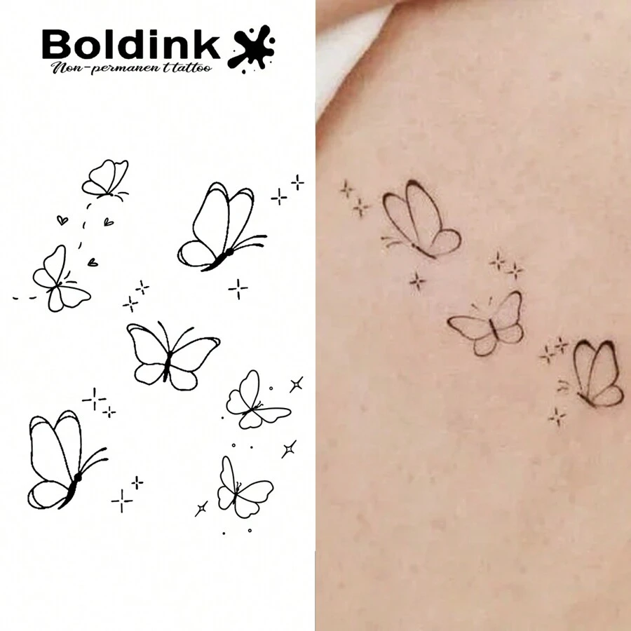 Boldink Non-Permanent Tattoo - Butterfly Inspired Design, Waterproof ...