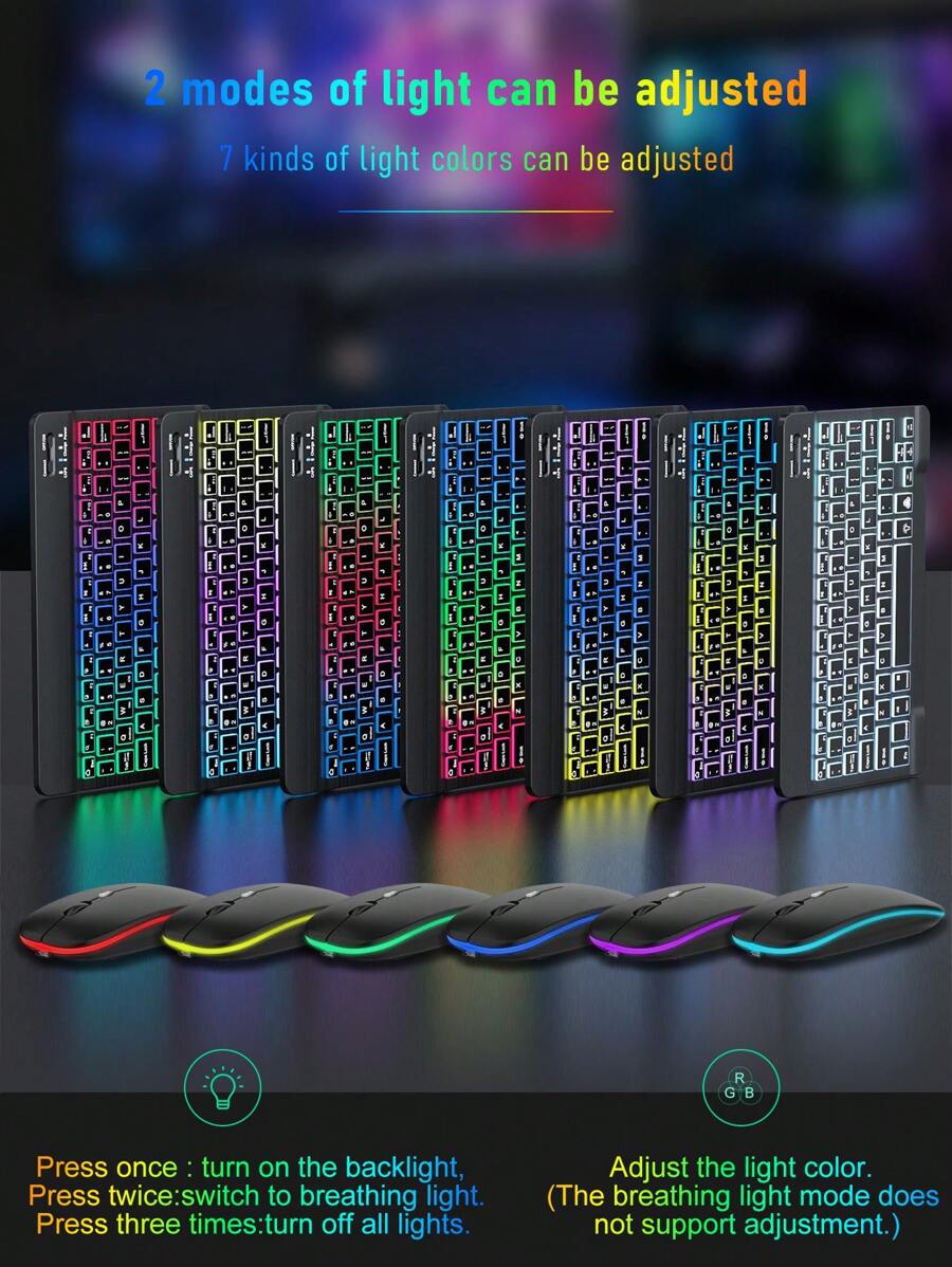 Teclado inalámbrico retroiluminado de 10 pulgadas con iluminación ...