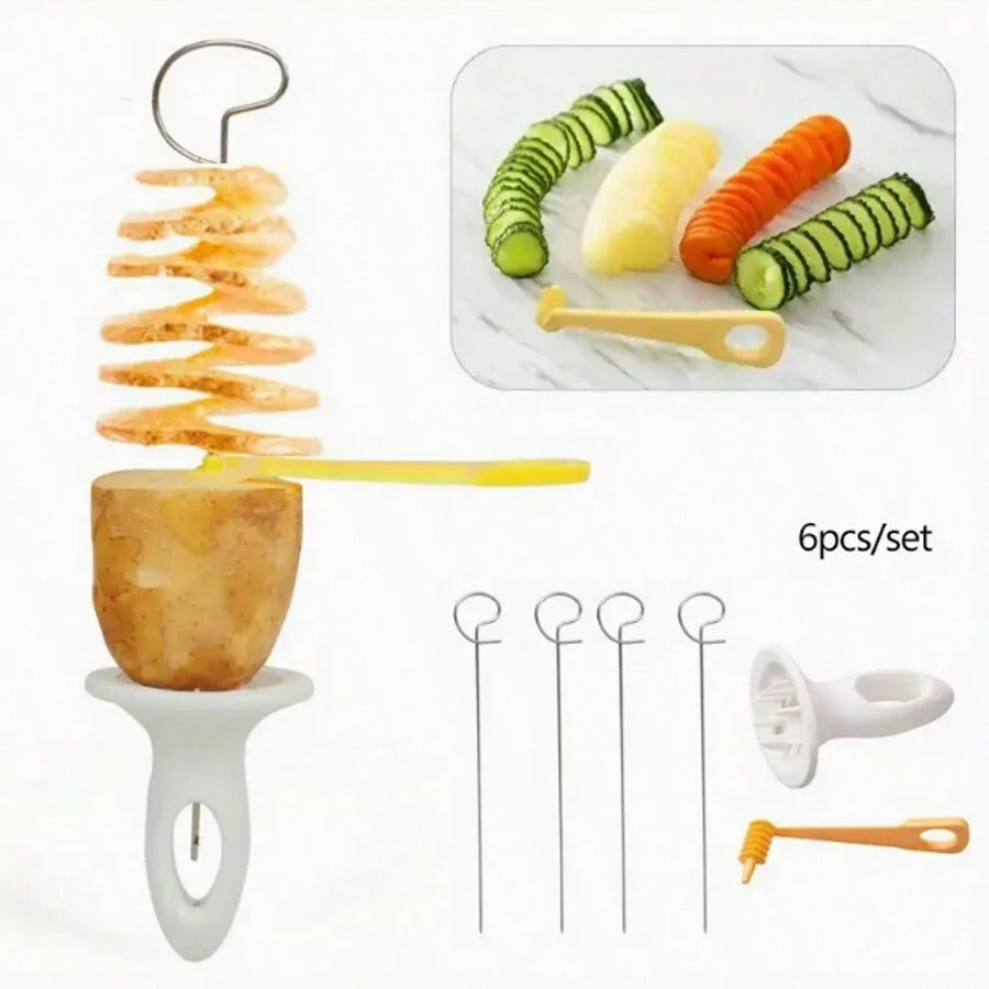 6pcs Whirlwind Potato Slicer Manual Spiral Potato Slicer Rotating ...