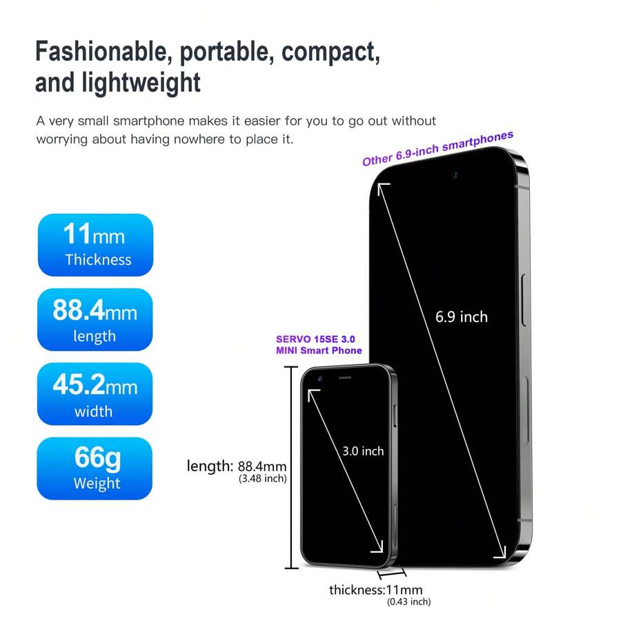 SERVO SERVO Mini Smartphone 3.0 אינץ' HD Display מערכת אנדרואיד כרטיס ...