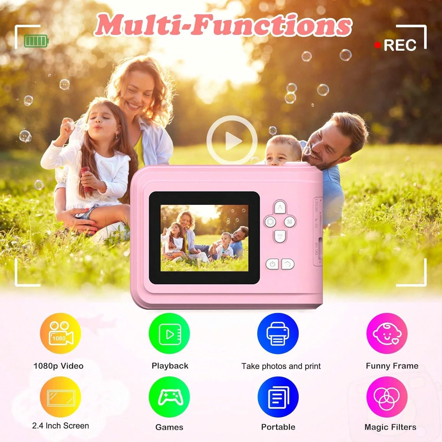 Kinder Kamera mit Sofortdruck, 1080P Kinder Sofortkamera mit Fotodruck ...